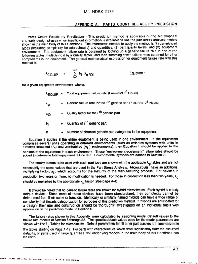 MIL-HDBK-217F N2 Parts Count Analysis | PDF | Reliability Engineering ...