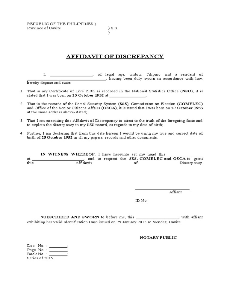 Affidavit of Discrepancy | PDF