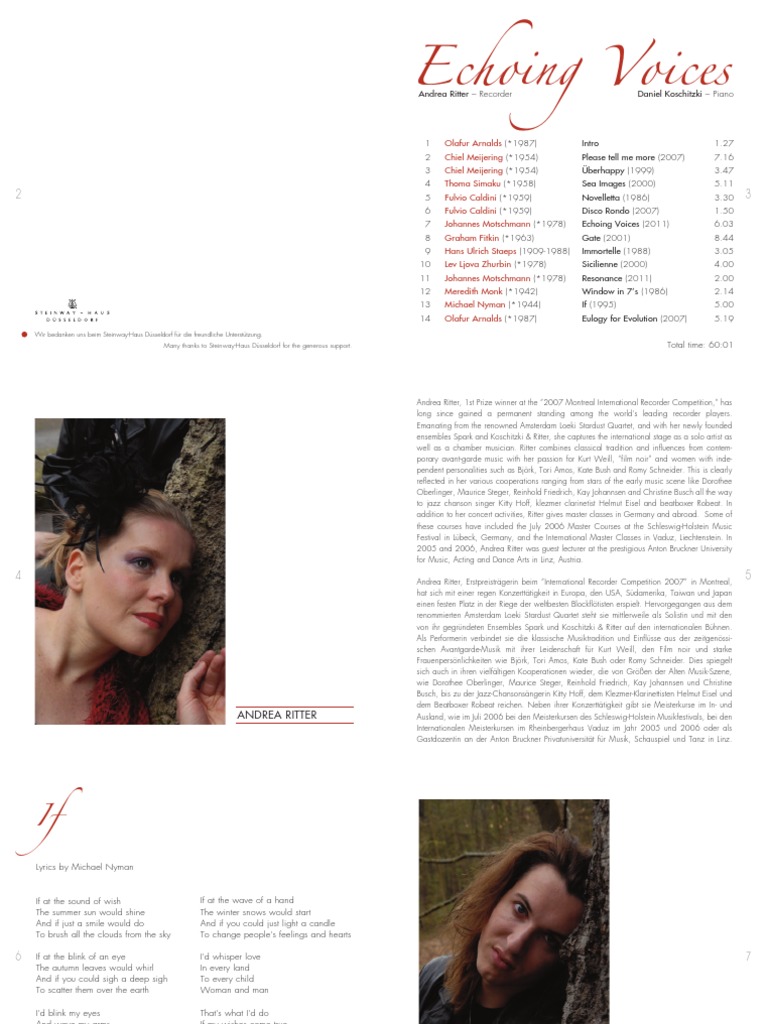 Andrea Ritter-Echoing Voices | PDF | Recorder (Musical Instrument ...