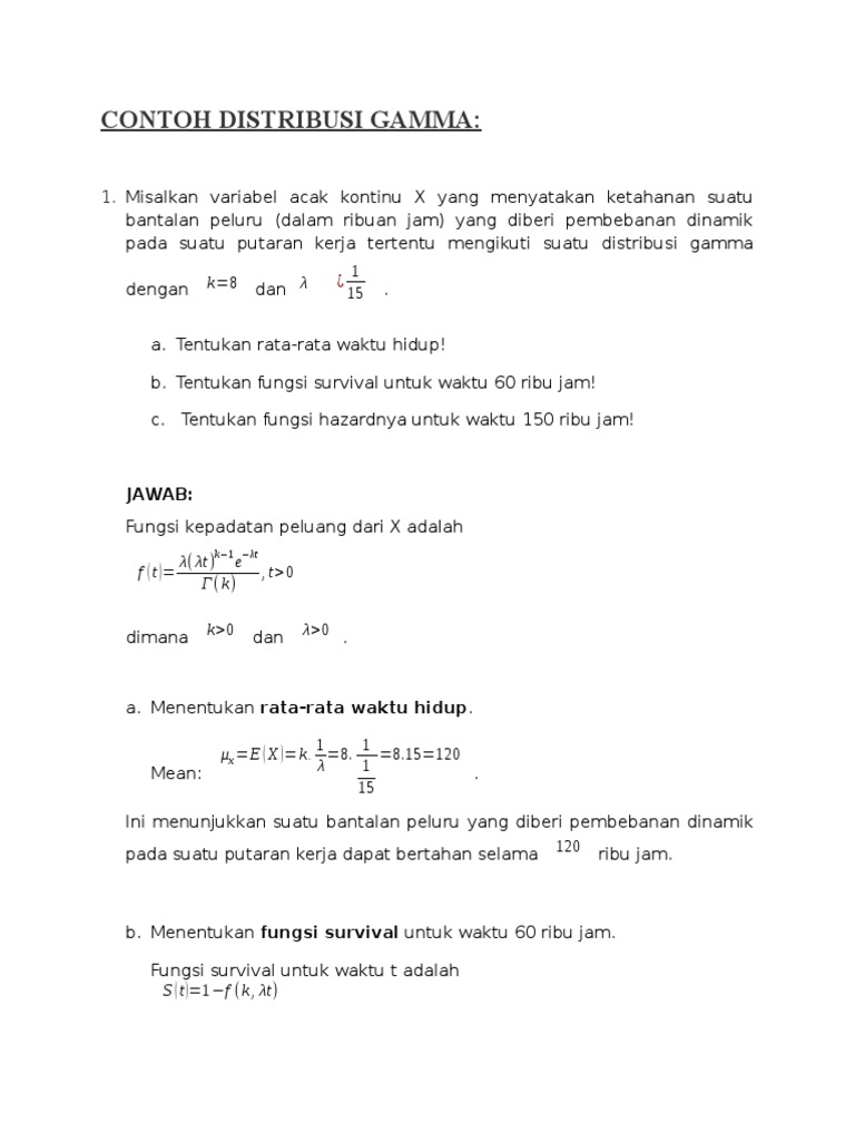 Contoh Distribusi Gamma | PDF