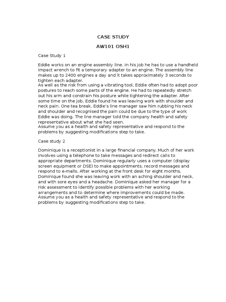Case Study Aw101 Osha | Download Free PDF | Occupational Safety And ...