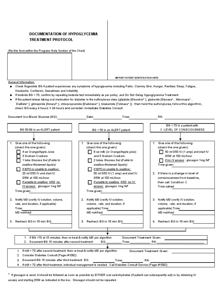 Hypoglycemia Treatment Protocol | Hypoglycemia | Medical Specialties