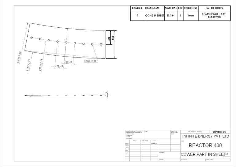 Reactor Cone Sheet Drawing Specifications | PDF