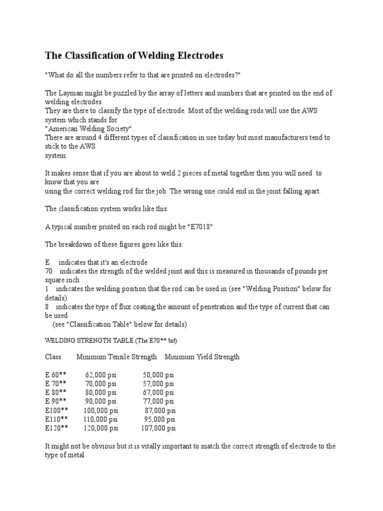 The Classification of Welding Electrodes | PDF | Welding | Construction