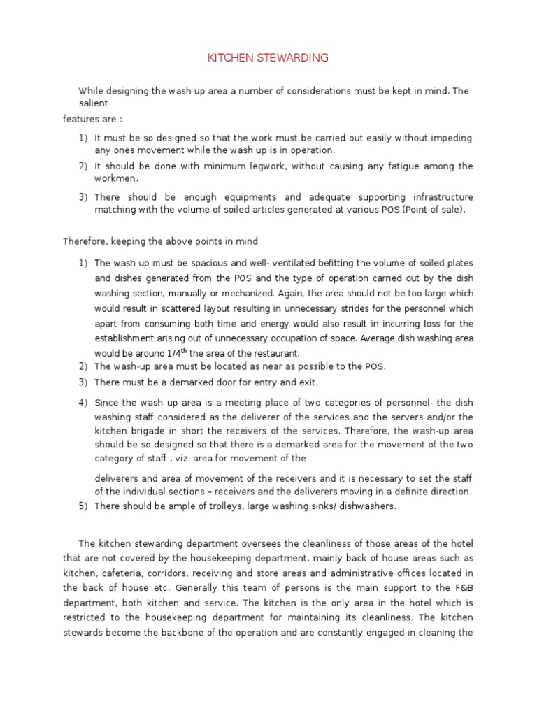 kitchen stewarding - facility planning | Dishwasher | Kitchen