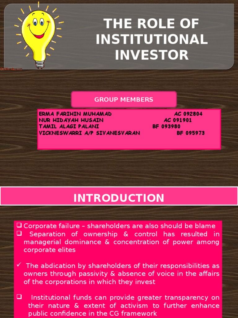 The Role of Institutional Investor | PDF | Investor | Corporate Governance