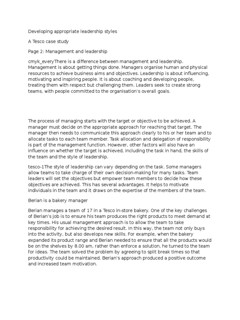 Developing Appropriate Leadership Styles | PDF | Leadership ...