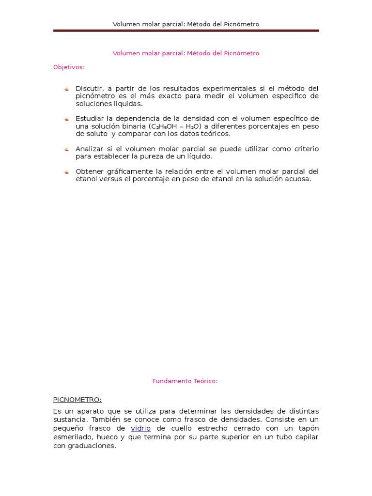Volumen Molar Parcial | PDF | Densidad | Volumen