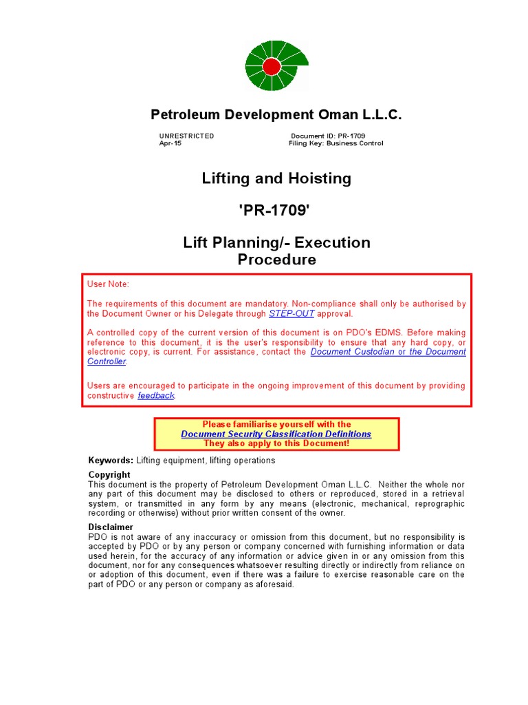 Lifting and Hoisting Procedure Lift Planning Execution | PDF | Crane ...