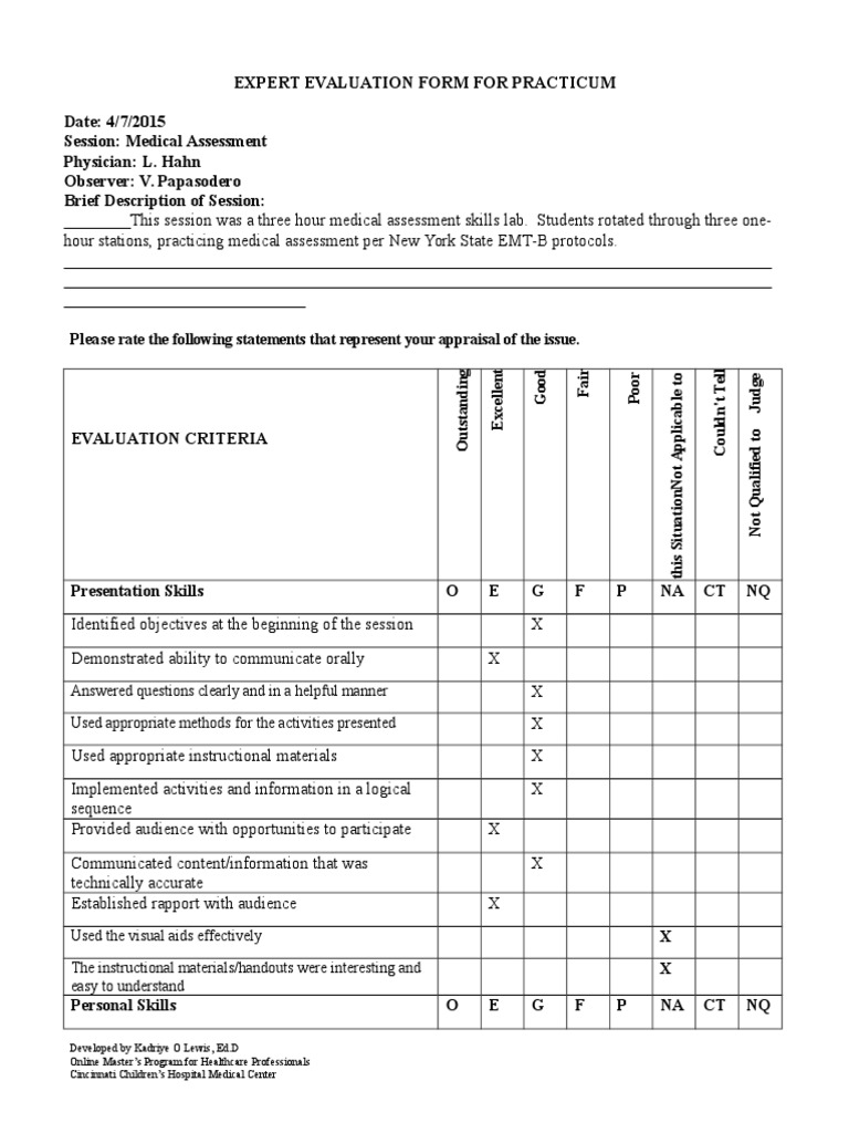 Expert Evaluation Form For Practicum | PDF | Performance Appraisal ...