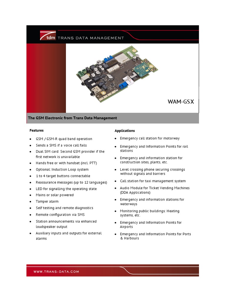 Datasheet - WAM PDF | PDF | Gsm | Short Message Service