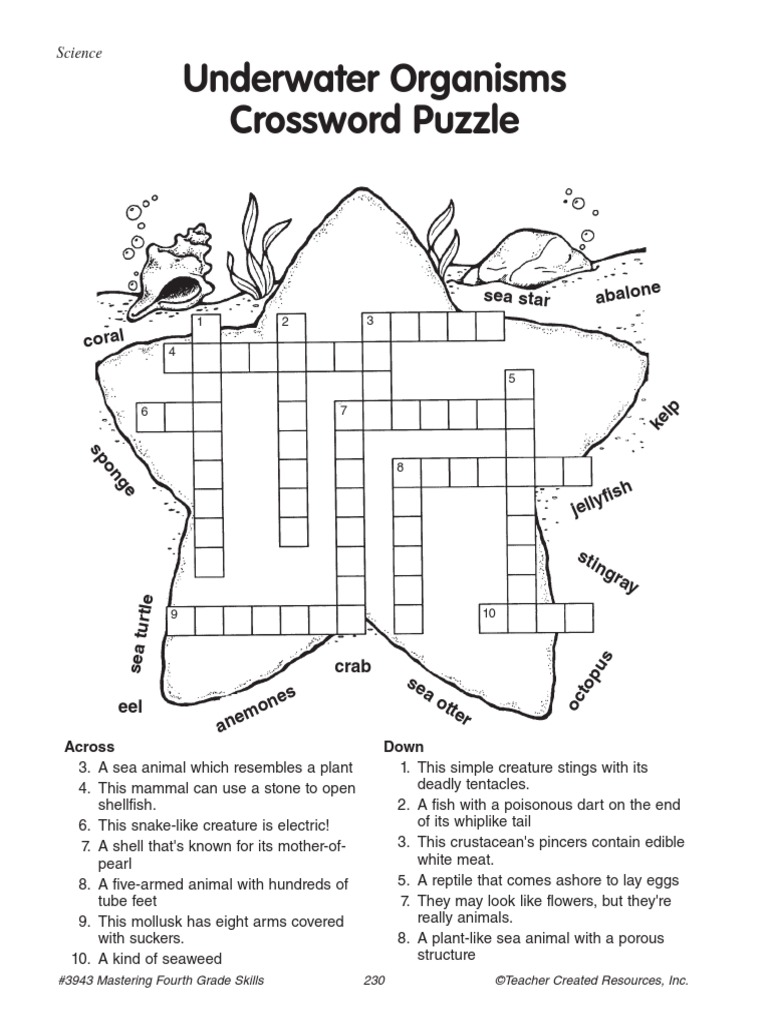 Underwater Organisms Crossword Puzzle PDF | PDF