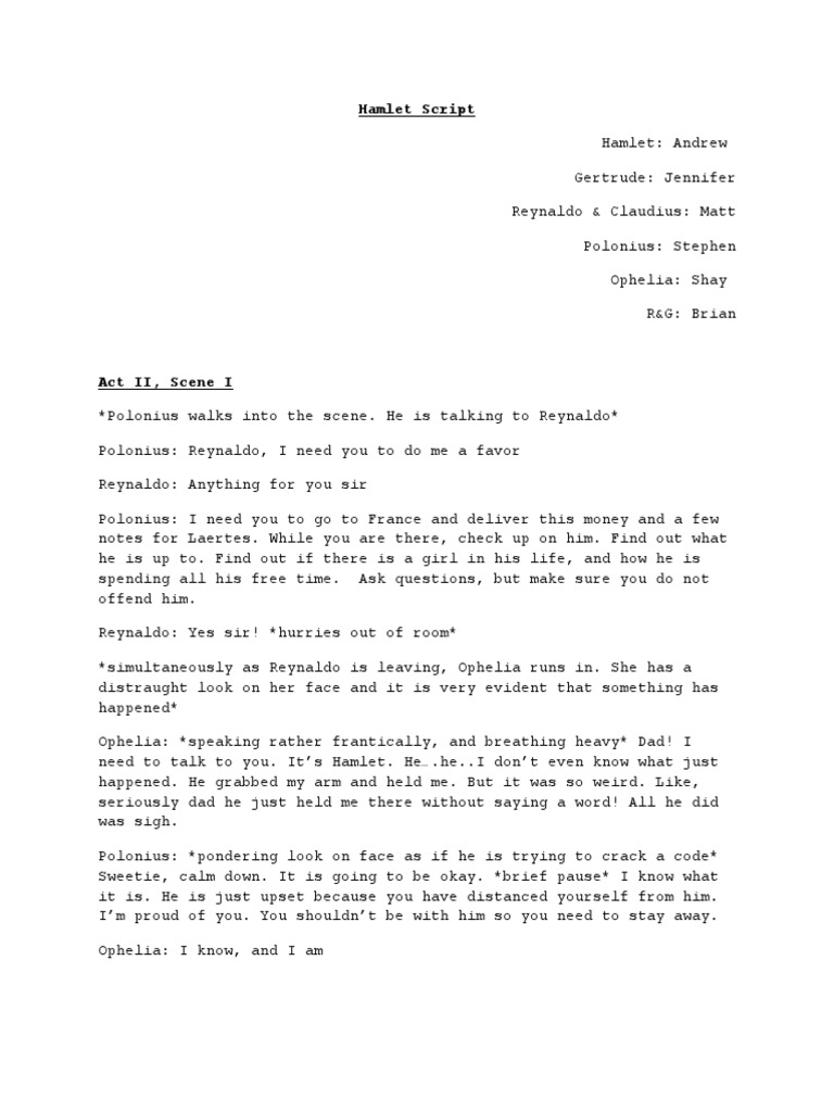 Hamlet Script | PDF | Hamlet | Plays Based On European Myths And Legends