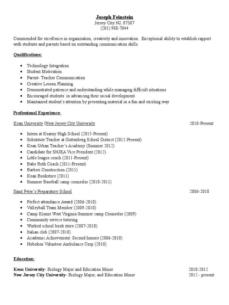 Joseph Feinstein: Educator & Coach Profile | PDF | Career & Growth