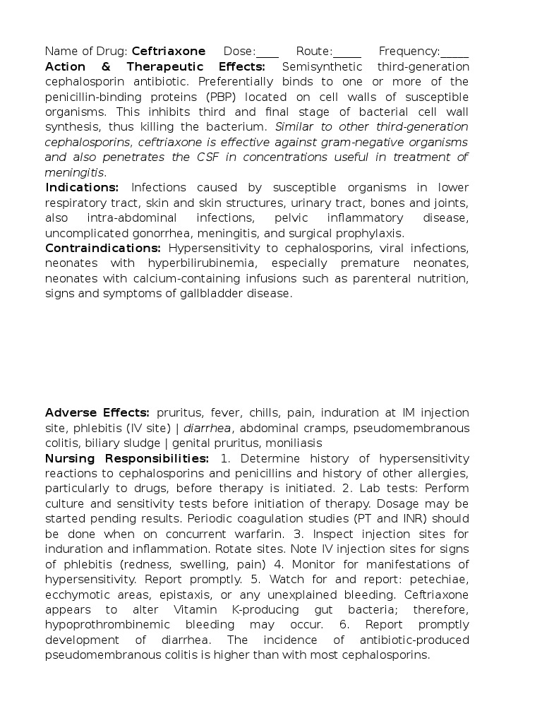 Ceftriaxone: A Comprehensive Overview of Indications, Mechanism of ...