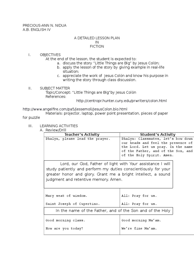 Lesson Plan | Lesson Plan | Prayer