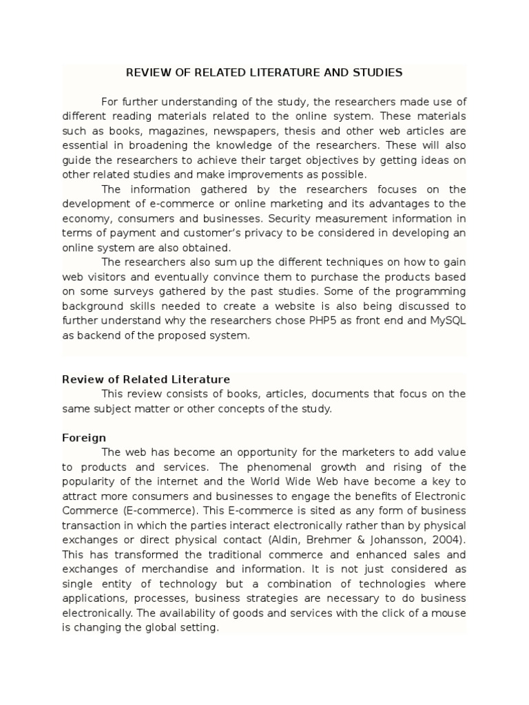Review of Related Literature and Studies | PDF | E Commerce | Internet