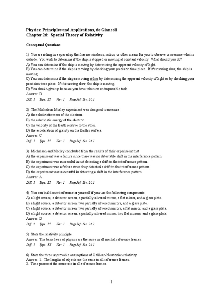 Relativity Packet Solutions | PDF | Special Relativity | Electronvolt