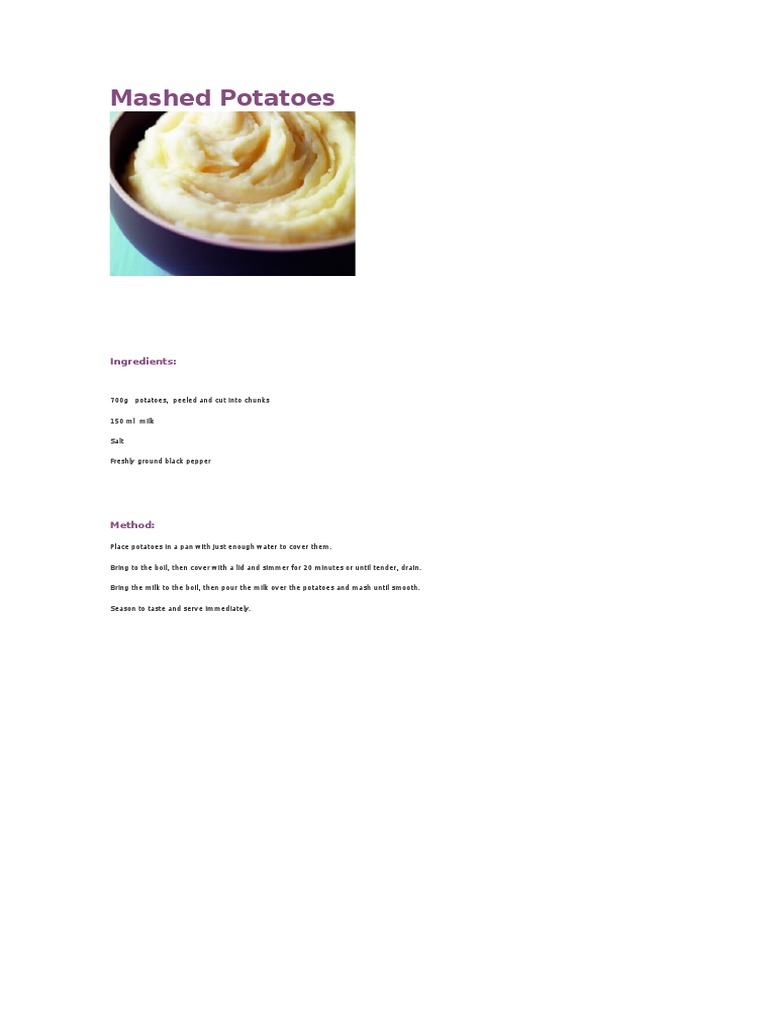 Mashed Potatoes | PDF