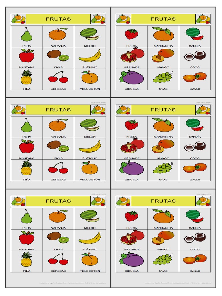 Bingo de Frutas | PDF