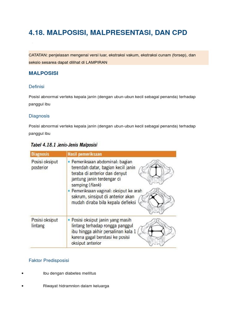 Malposisi Dan Malpresentasi | PDF