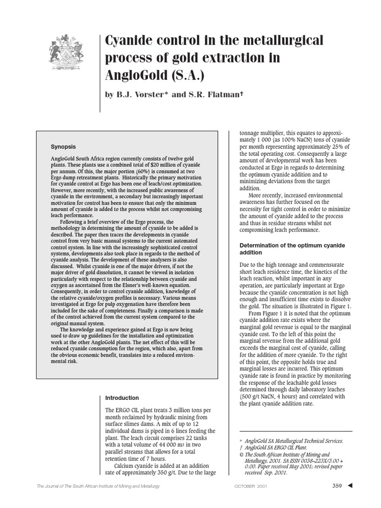 Cyanide Control in the Metallurgical Process of Gold Extraction in ...