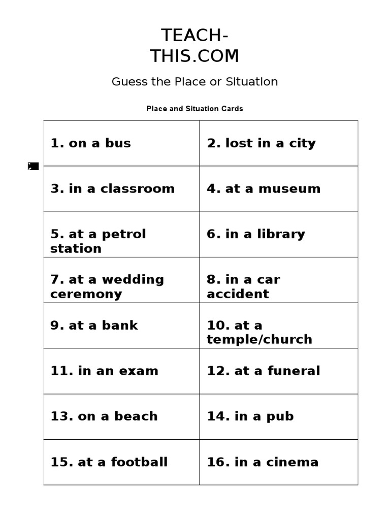 Guess The Place or Situation | PDF