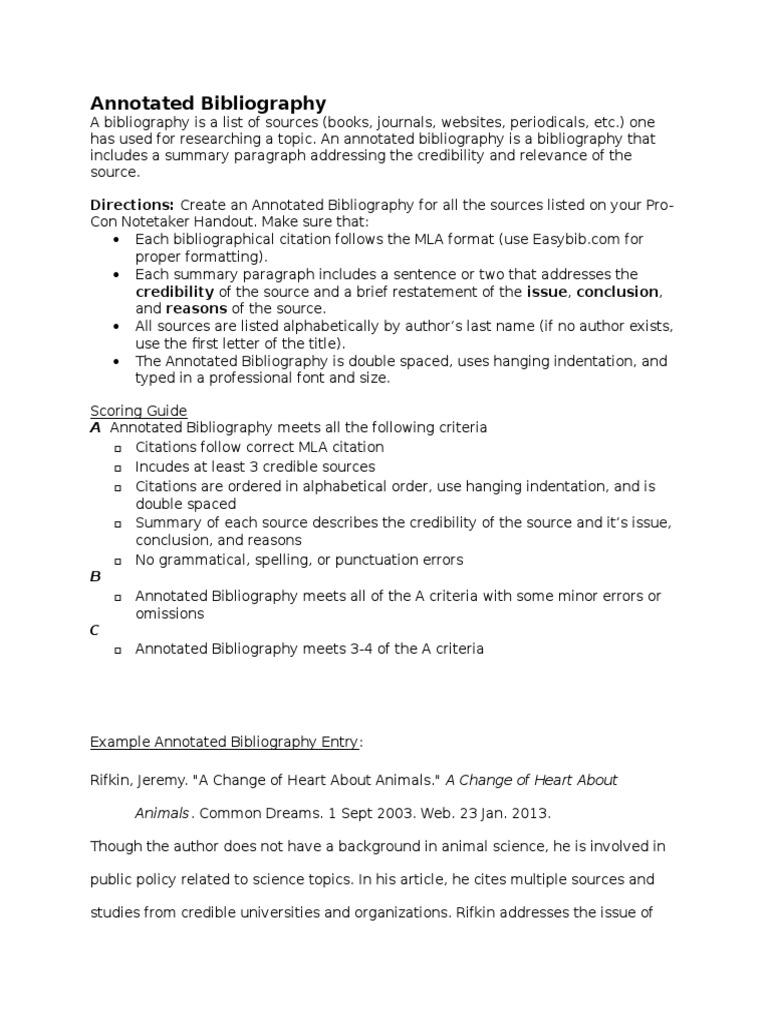 MLA Annotated Bibliography Guide | PDF