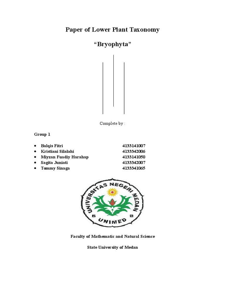 Paper of Lower Plant Taxonomy. Cover | PDF