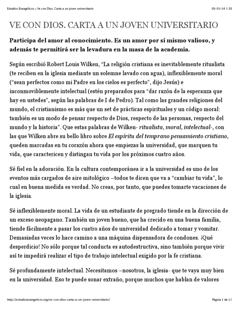 Ve Con Dios. Carta A Un Joven Universitario | PDF | Cristo (título) | Fe Ve Con Dios. Carta A Un Joven Universitario | PDF | Cristo (título) | Fe