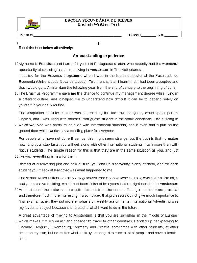 Erasmus Test | PDF | Linguistics | Languages