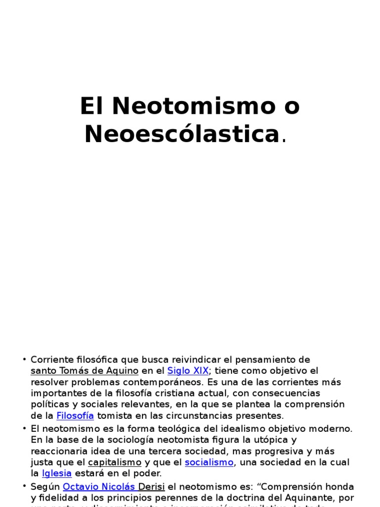 6 El Neotomismo o Neoescólastica | PDF | Filosofía cristiana ...