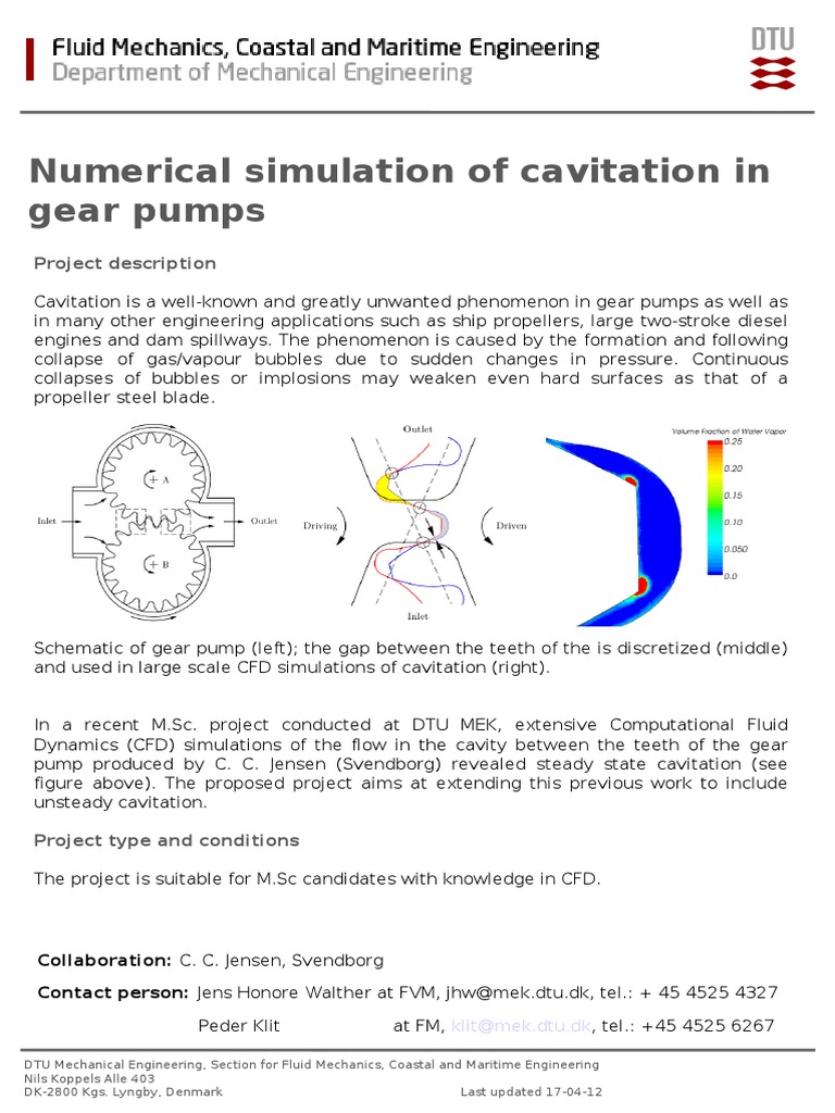 Unsteady Cavitation in Gear Pumps | PDF