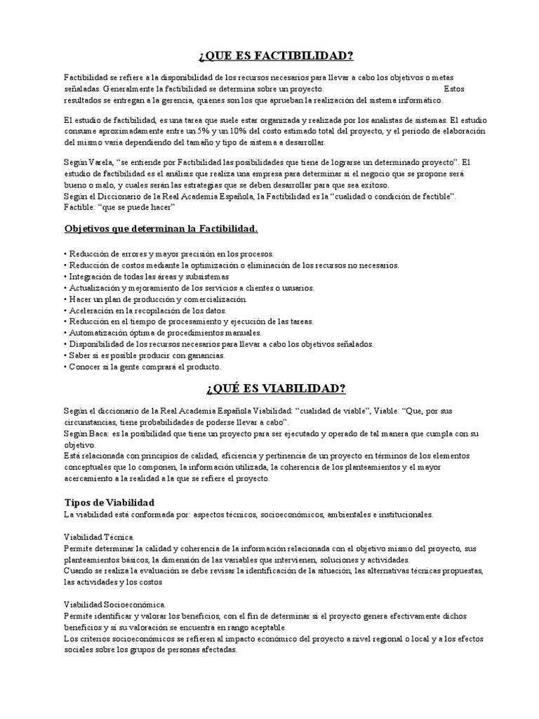 Que Es Factibilidad | PDF | Planificación | Economias