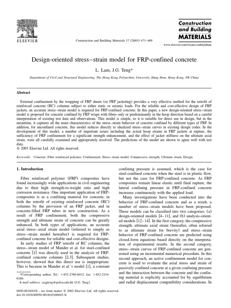 2003lam and Teng - Design-Oriented Stress-Strain Model For FRP-confined ...