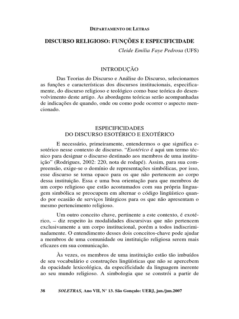 Discurso Religioso | PDF | Tempo | Divindade (disciplina acadêmica)