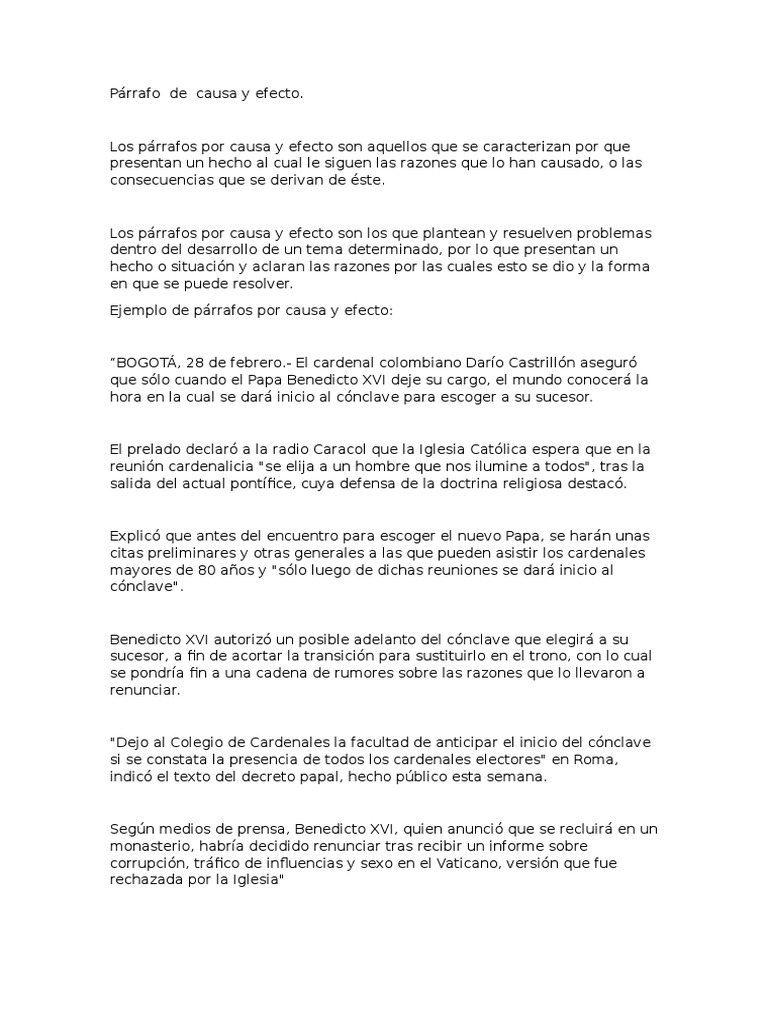 Párrafo de Causa y Efecto | PDF | Papa | Papa Benedicto Xvi