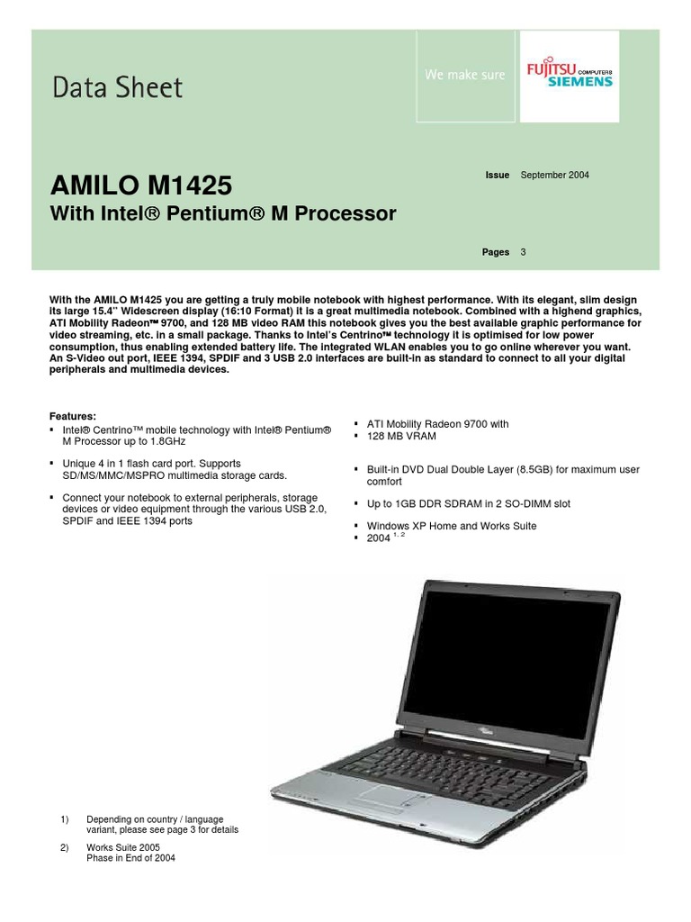 Amilo m1425 | PDF | Laptop | Video