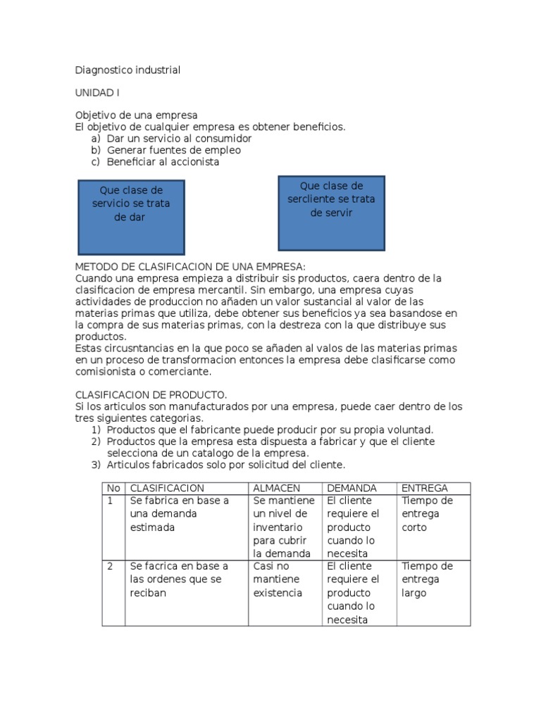 Diagnostico Industrial Pdf Industrias Cliente