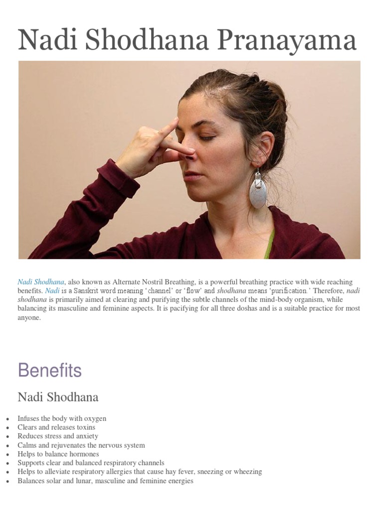 Nadi Shodhana Pranayama | PDF | Breathing | Prana