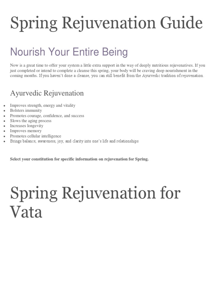 Spring Rejuvenation Guide | PDF | Ayurveda | Massage