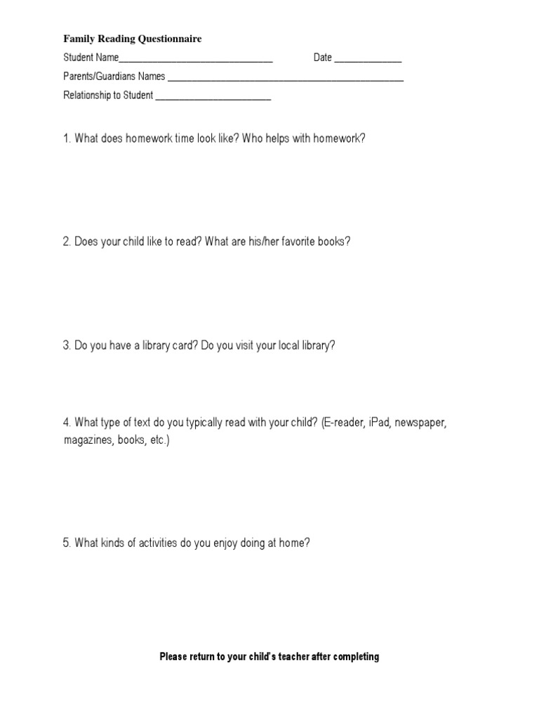 Family Questionnaire | PDF