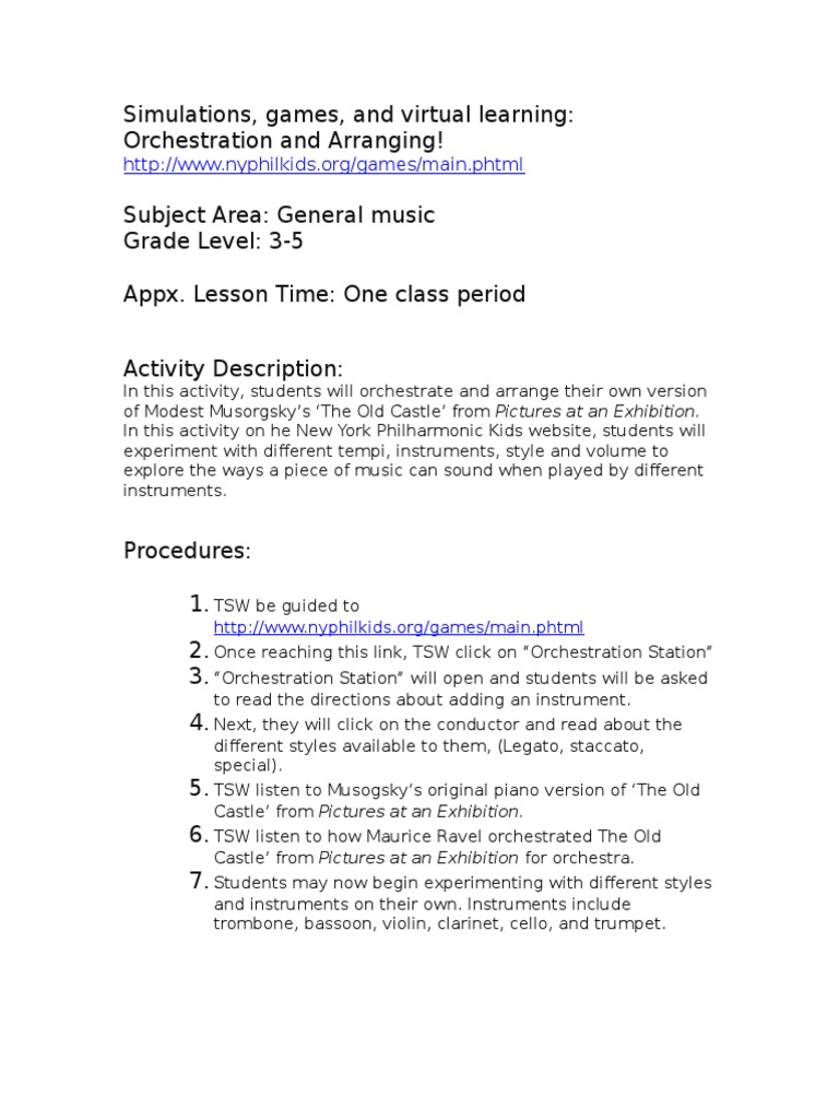 Orchestrate 'The Old Castle' Online | PDF | Orchestras | Creativity