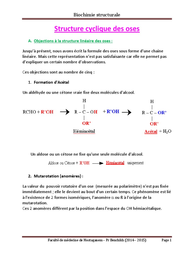 02 Structure Cyclique Des Oses | PDF | Glucose | Sciences physiques