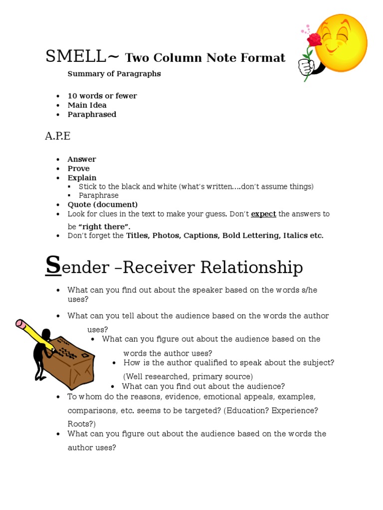 Smell : Two Column Note Format | PDF