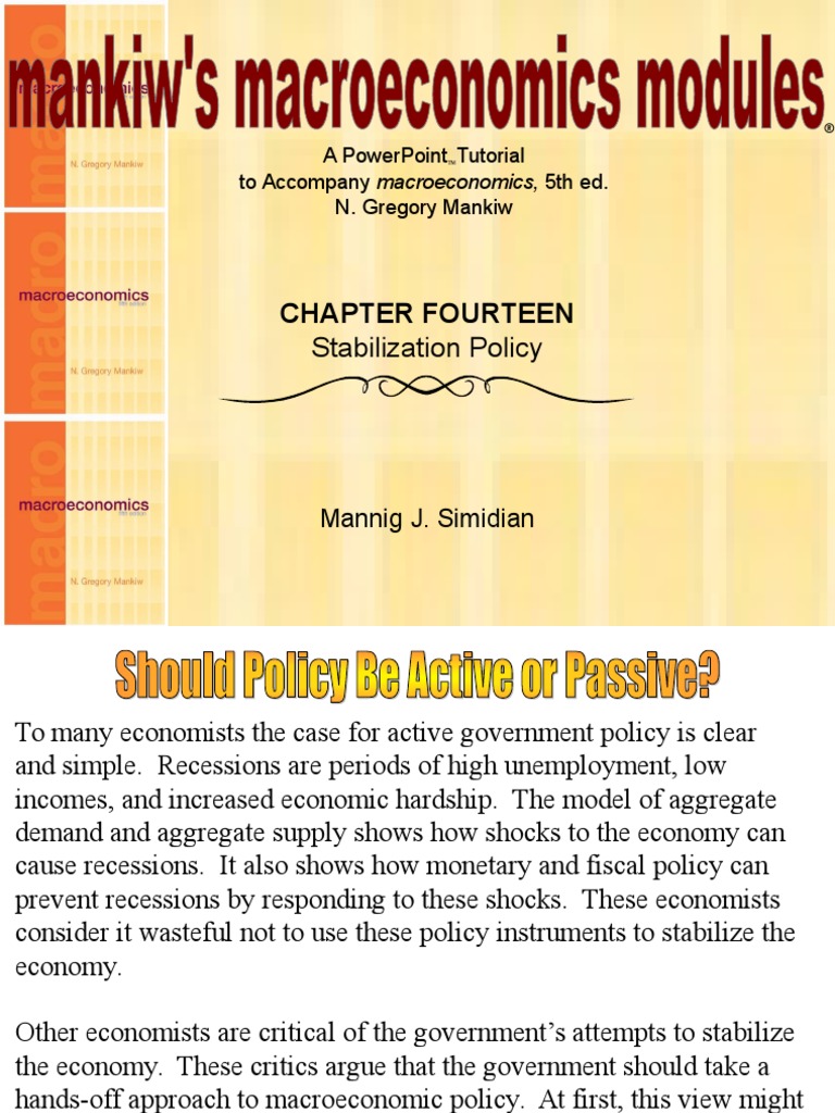 Mankiw's Macroeconomic Models Ch14 | PDF | Macroeconomics | Recession