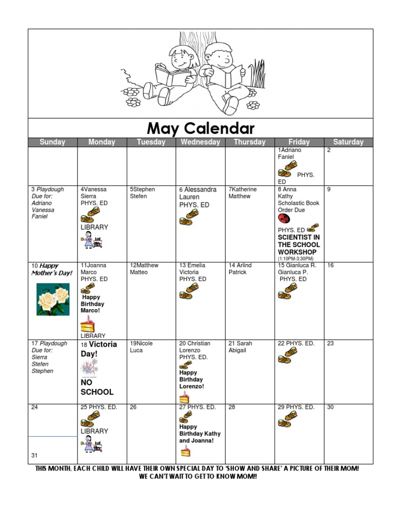 May Calendar of Events and Activities | PDF