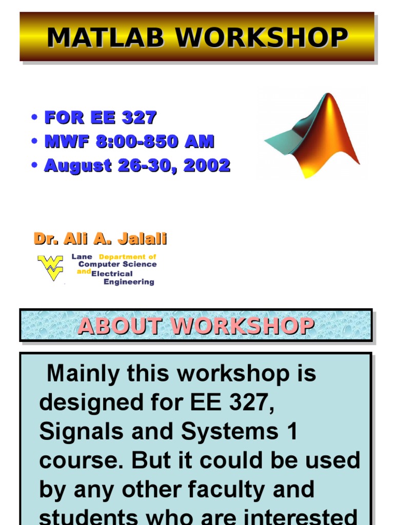 MATLAB Workshop Lecture 1 | PDF | Matlab | Matrix (Mathematics)