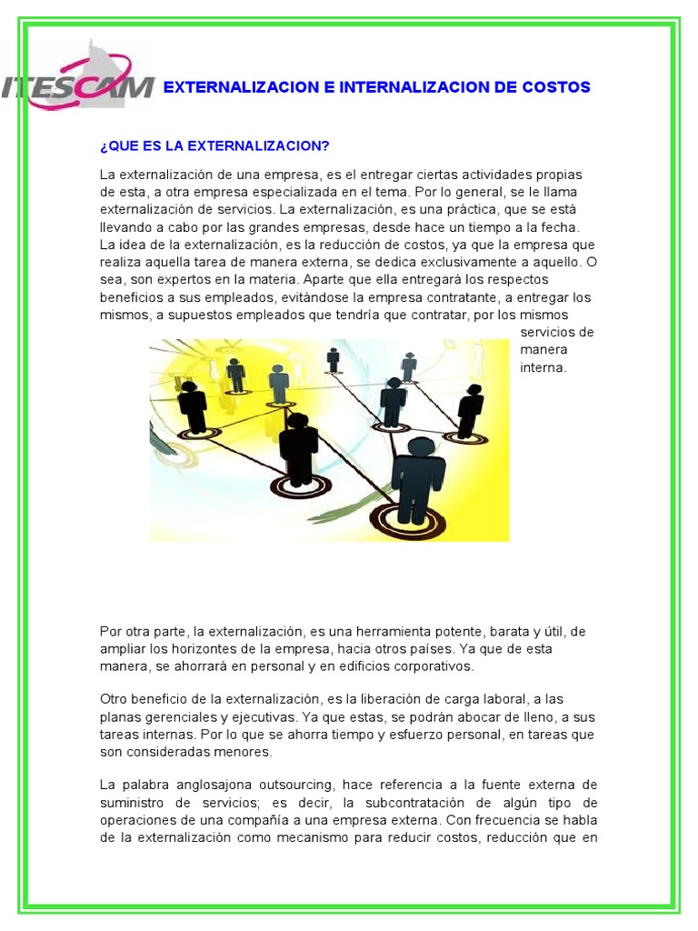 Externalizacion de Costos e Internalizacion | PDF | Outsourcing | Business