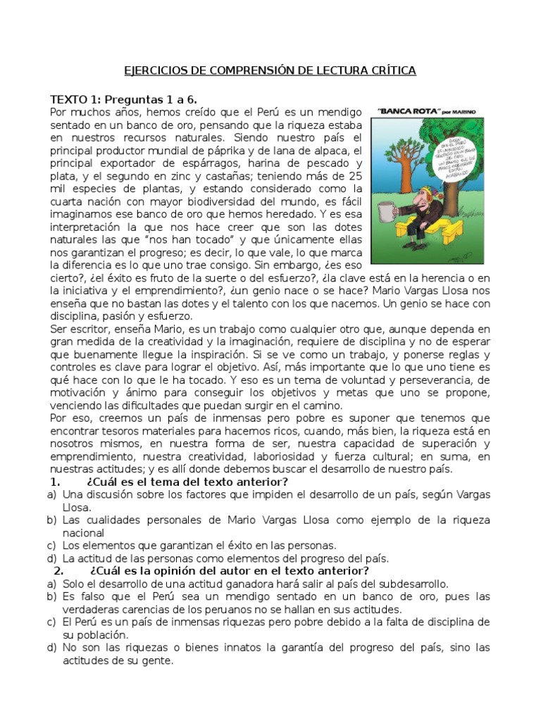 EJERCICIOS DE COMPRENSIÓN DE LECTURA CRÍTICA.docx | Pierre Auguste ...